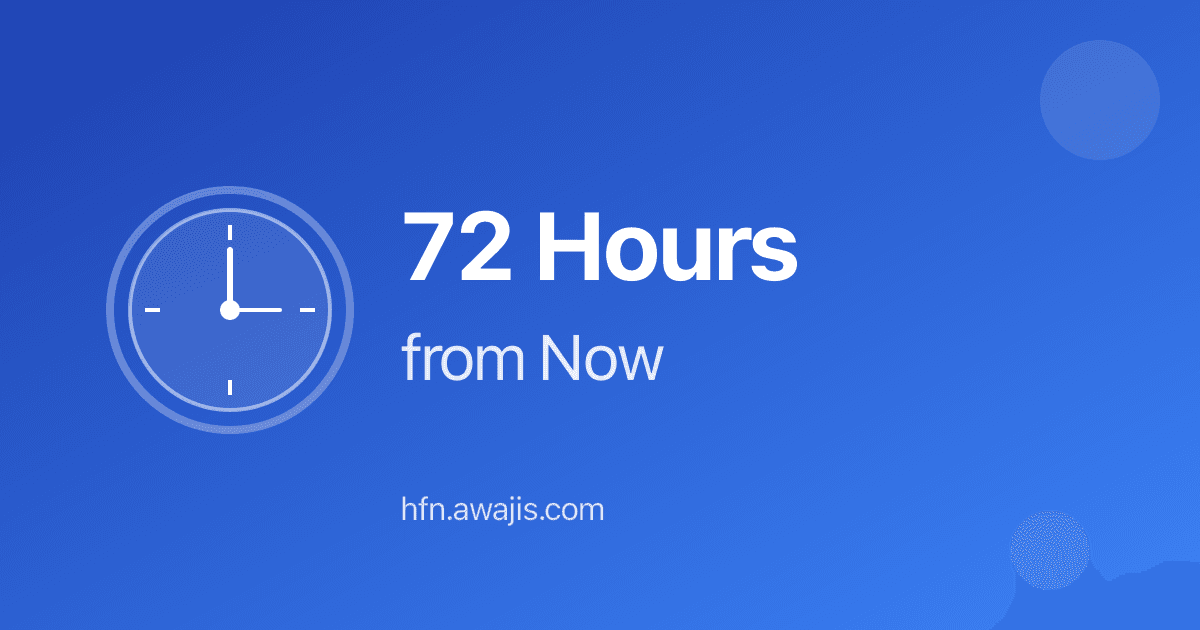 72 Hours From Now: Exact Time & Date (3 Days)